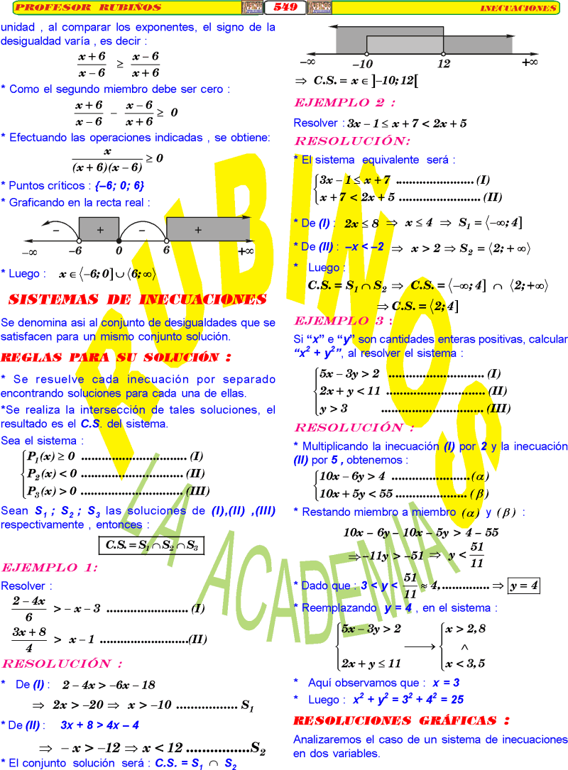 INECUACIONES Y DESIGUALDADES E INTERVALOS CONCEPTOS BÁSICOS DE ÁLGEBRA PRE RUBIÑOS PDF
