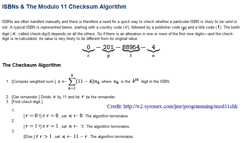 The Modulo 11 Checksum Algorithm File Popular 