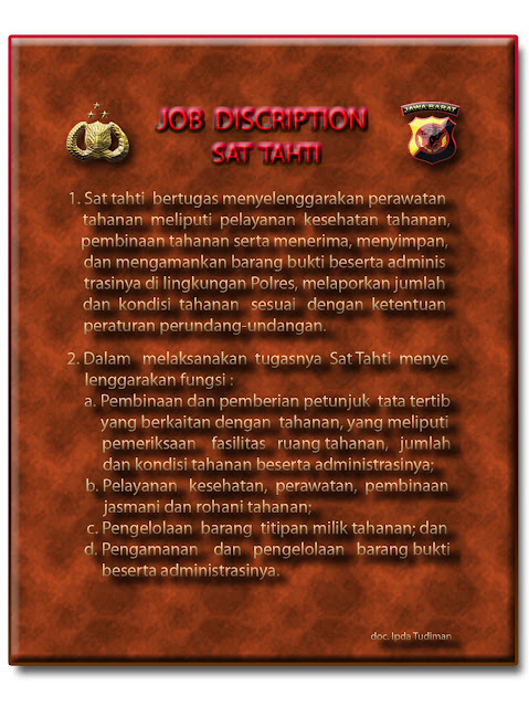 Job Discription - Sat Tahti Polres Tasikmalaya