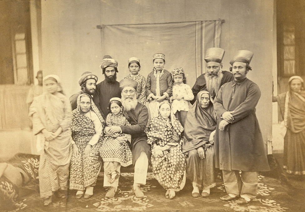 Studio portrait of a large Parsee family group, Bombay ~ Ancient photos ...