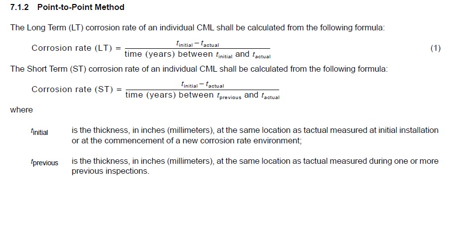 Materials & Welding: Re: [MW:25770] API 570 SHORT TERM CORROSIN FORMULA ...
