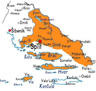 Map of Split Province Area | Maps of Croatia Region City Political Physical