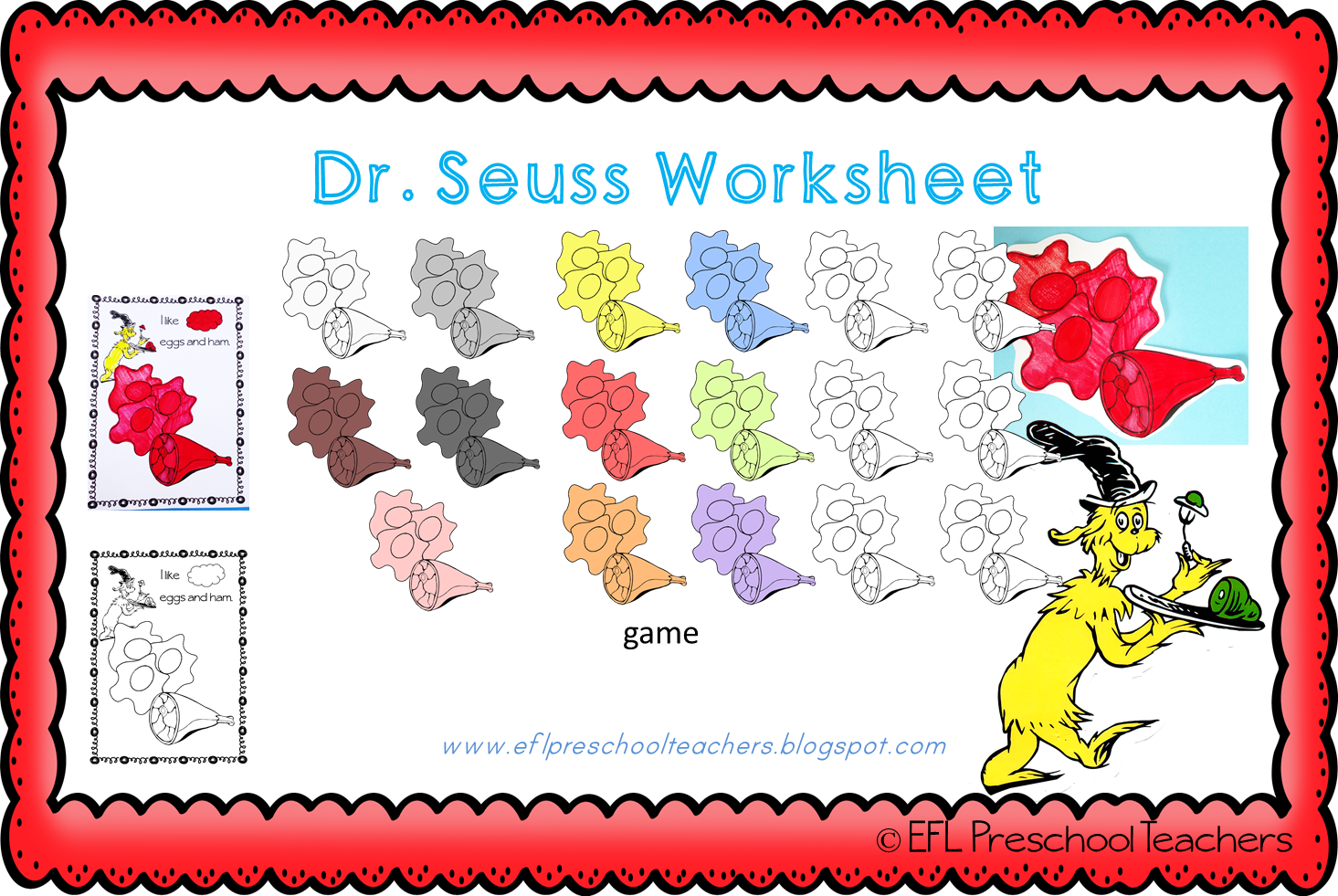 ESL/EFL Preschool Teachers: Dr. Seuss worksheets for ELL