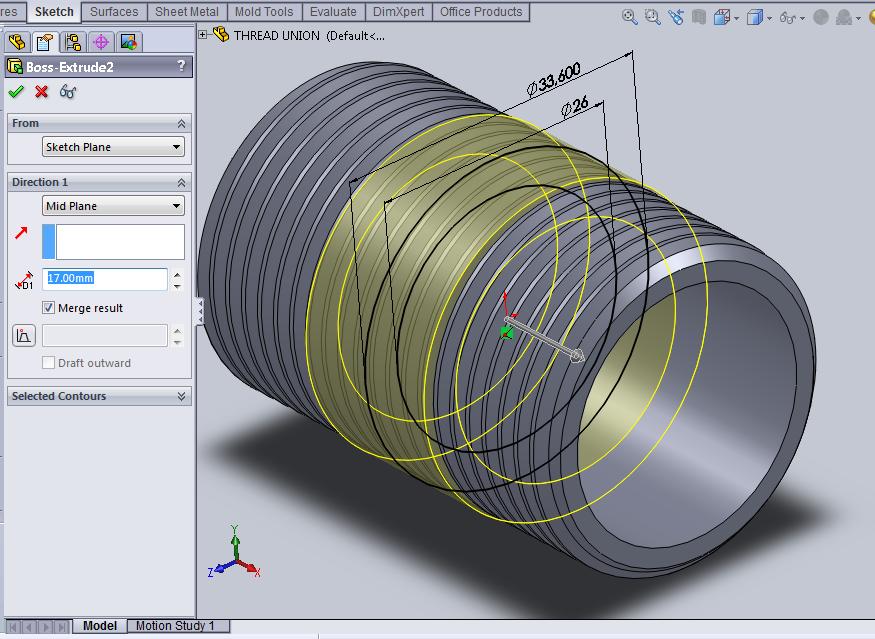 Tutorial Menggambar Model 3 Dimensi (3D Model): Menggambar Threaded Union