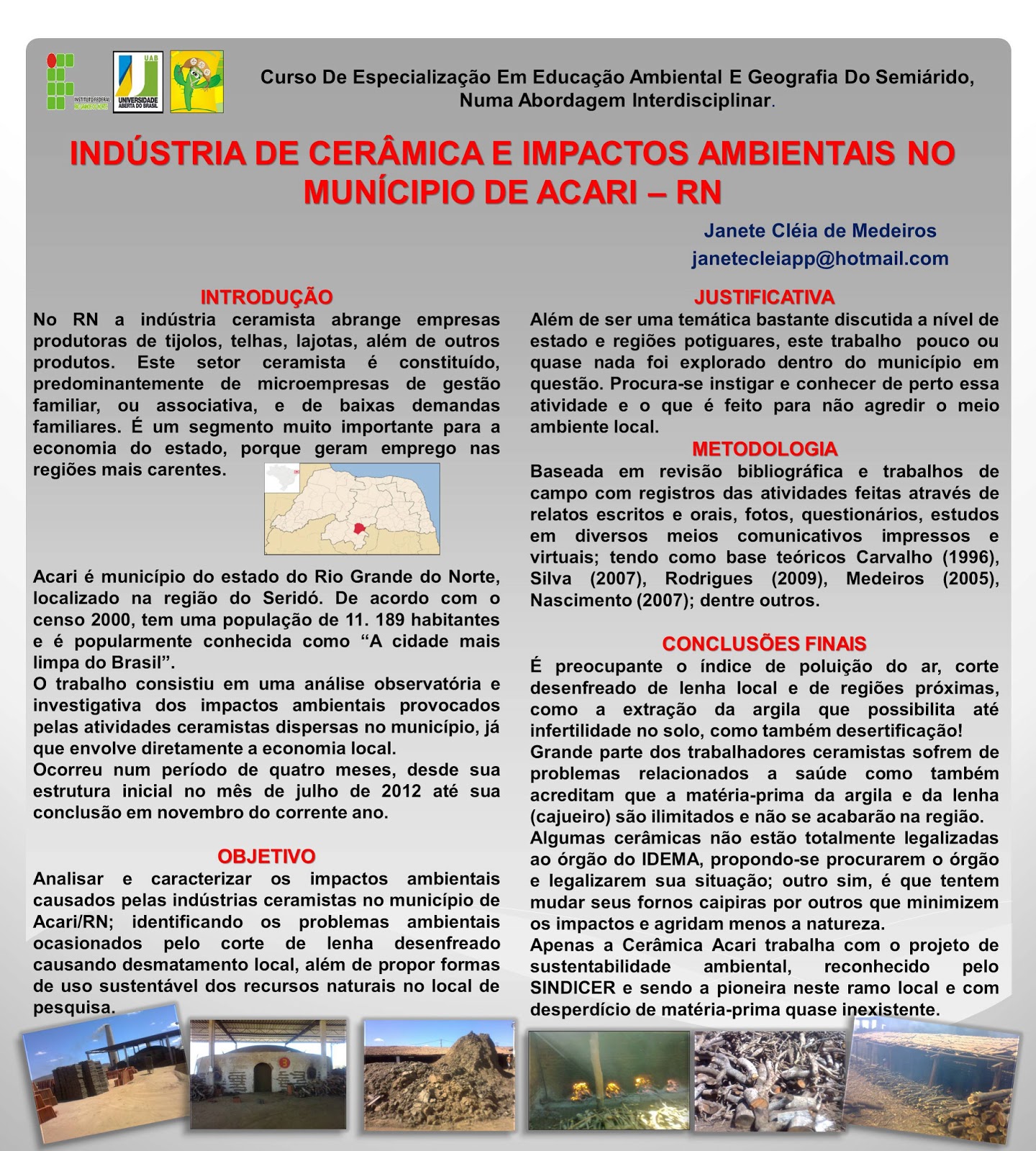 JANETE CLÉIA: Banner de Apresentação de Janete Cléia do TCC