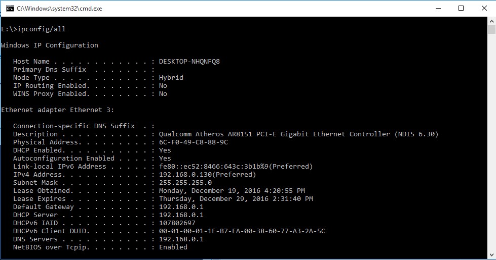 Ipconfig ~ Venkat's Blog