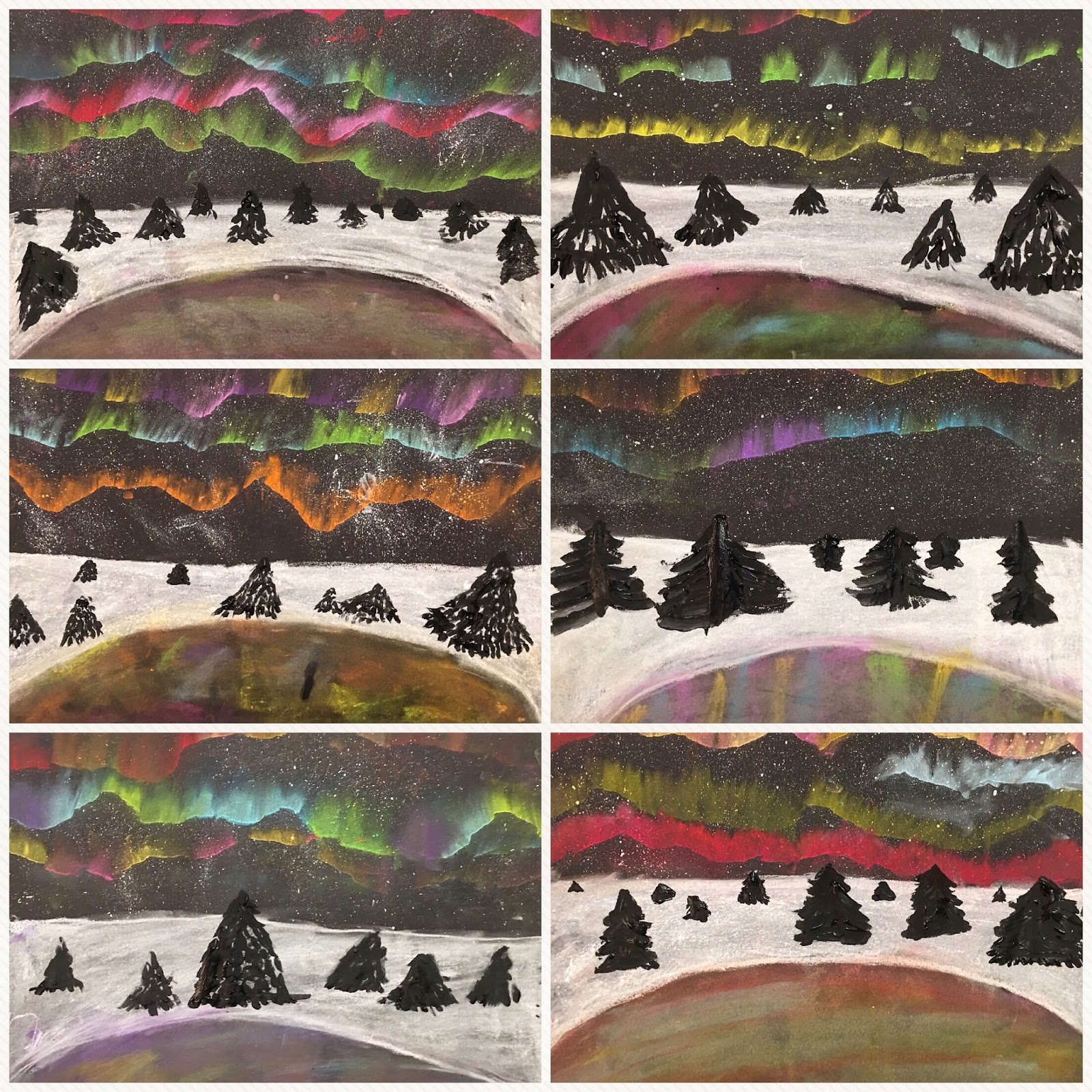 Art Room Britt: Aurora Borealis (Northern Lights) Mixed Media