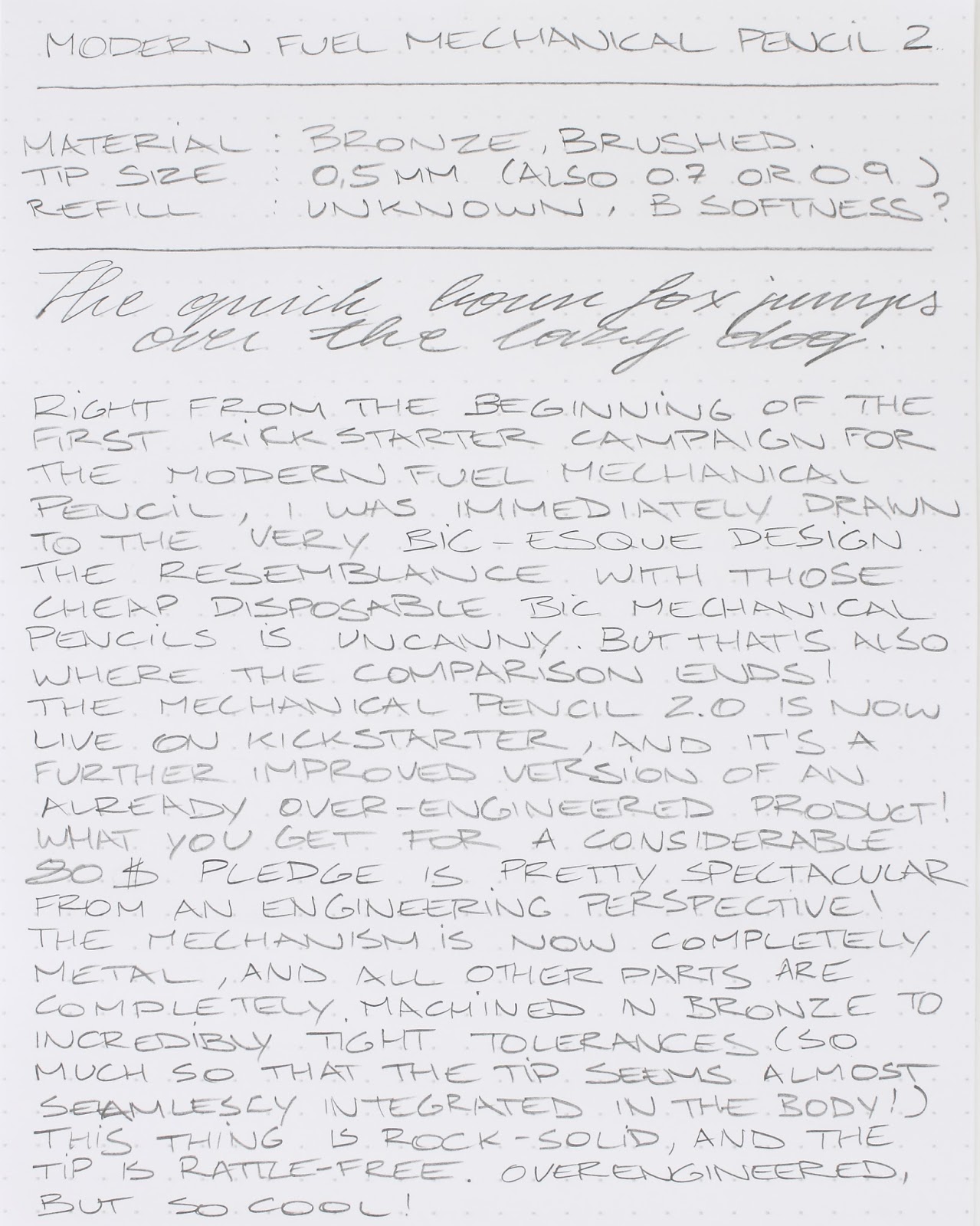 MODERN FUEL MECHANICAL PENCIL 2.0 REVIEW | The Pencilcase Blog ...