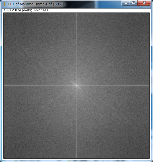 （マンモグラフィー画像を表示した状態でProcess>FFT>FFT）
