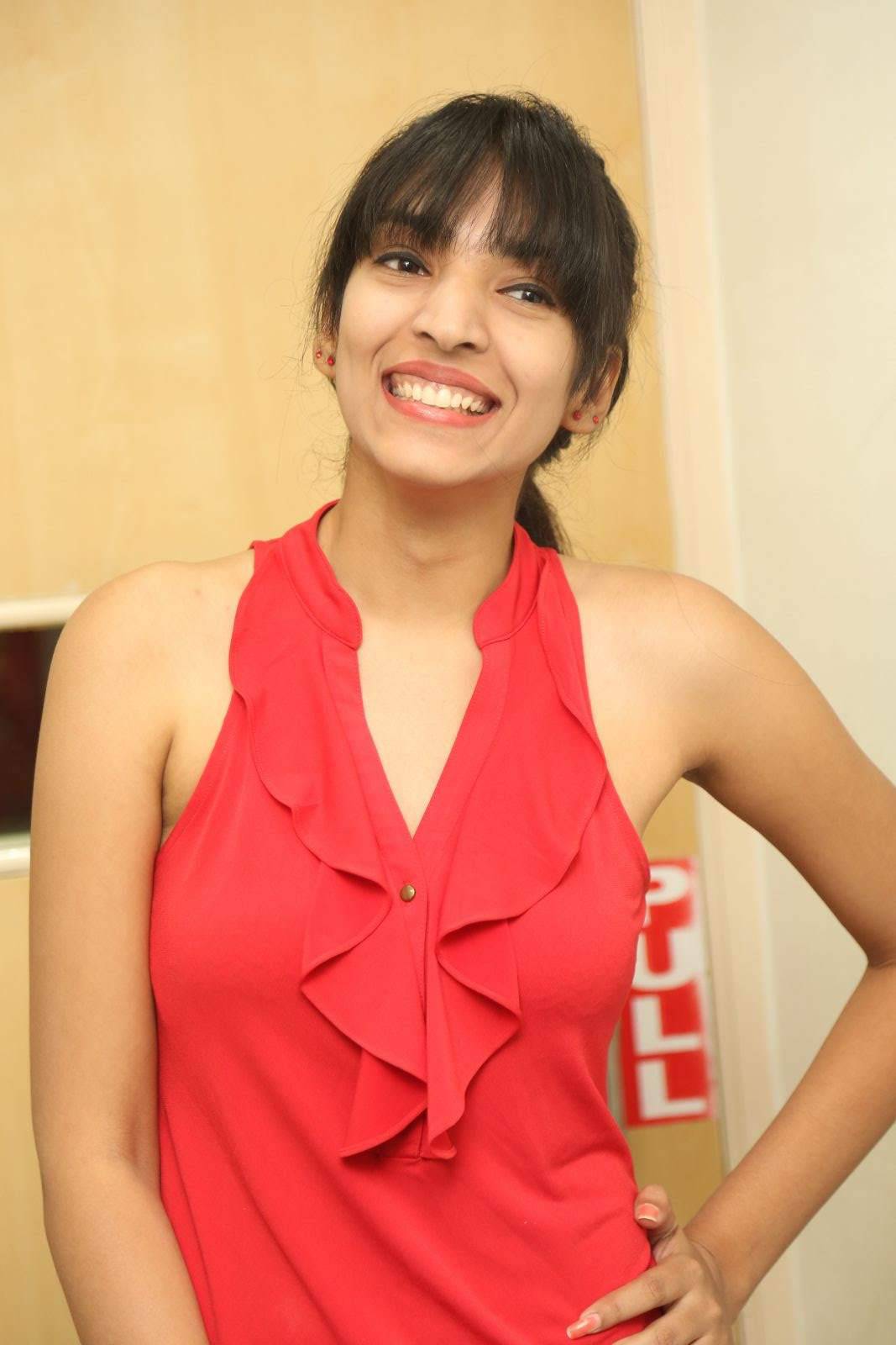 Supraja Latest Hot Red Sleveless Spicy Tops PhotoShoot Images At Ila ...