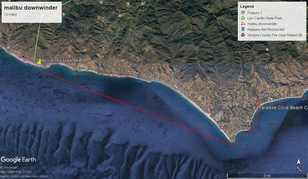 MALIBU DOWNWINDER 2020: 2020 Malibu Downwinder map