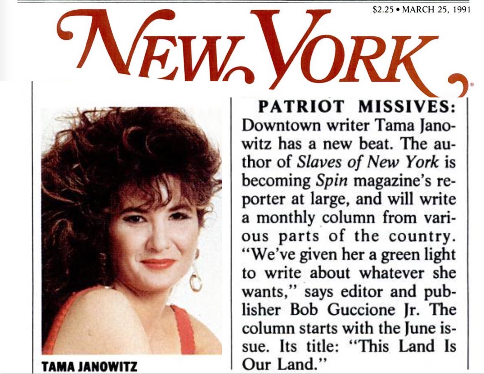 JILL ABRAMS: TAMA JANOWITZ'S ICONIC "SLAVES OF NEW YORK" - 30 YR ...