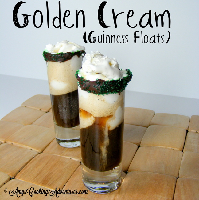 Golden Cream Shots (Mini Guinness Floats)