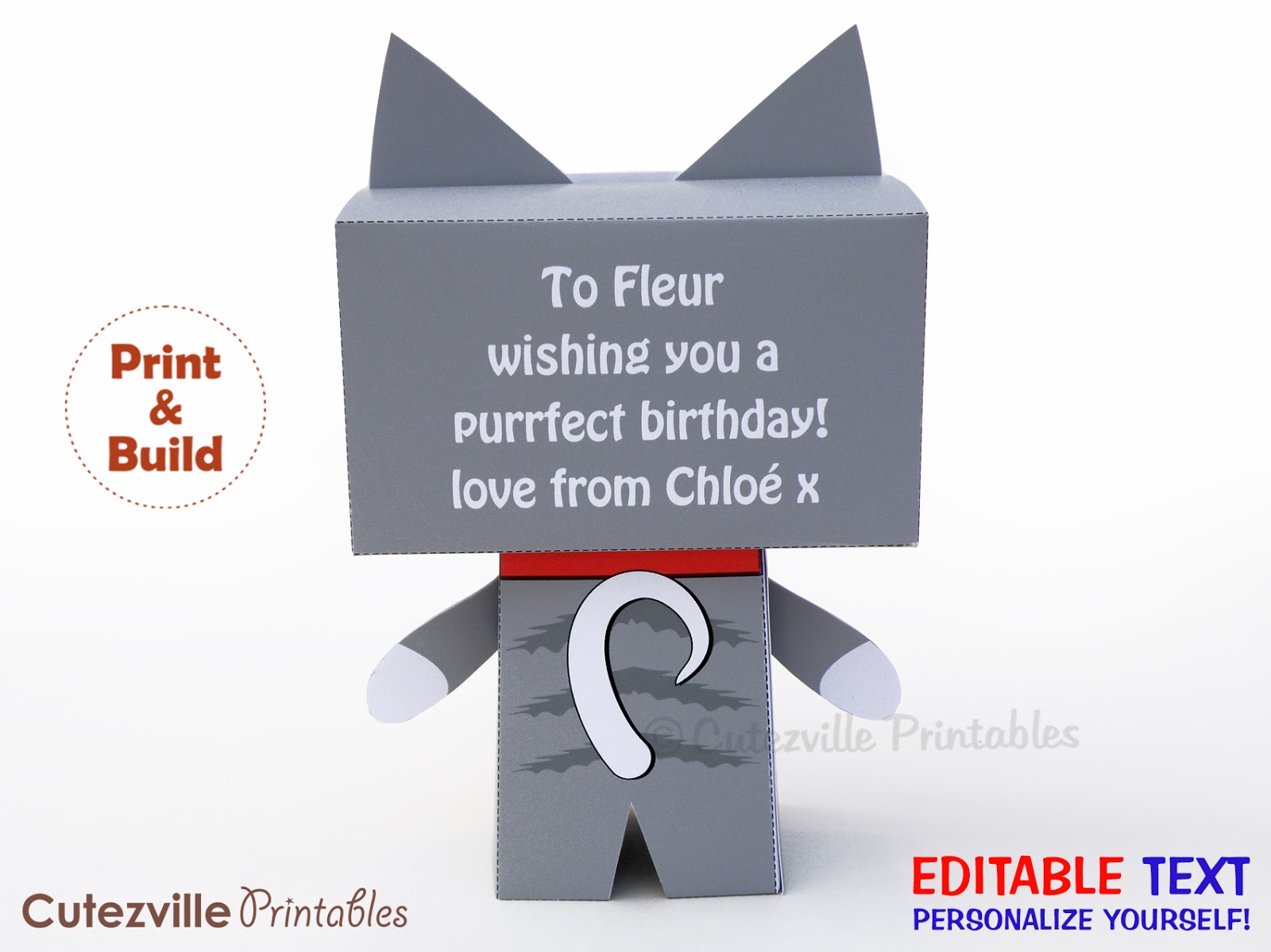 Cutezville Printables: Kitty Cat Printable Gift Box!