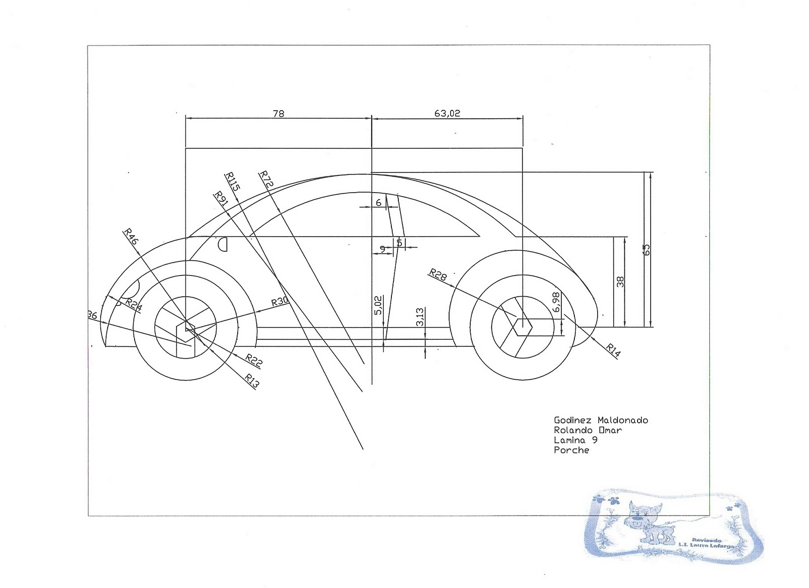 dibujo tecnico admon: Lámina 9 Coche Autocad