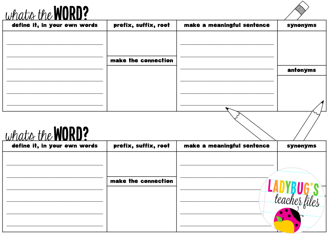 A Vocabulary Graphic Organizer - Ladybug's Teacher Files