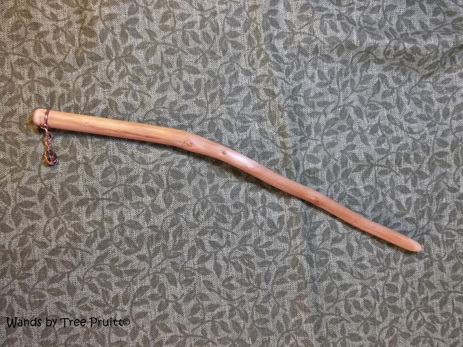 Wands by Tree: Curved Apple Wand with Emerald Charm