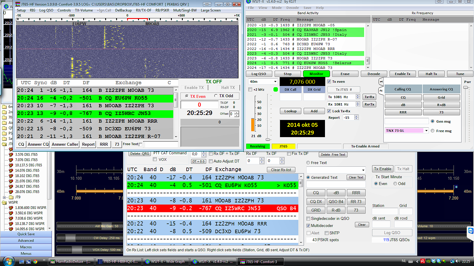 PE4BAS Amateur Radio Weblog: Signal strength differences between JT65 software