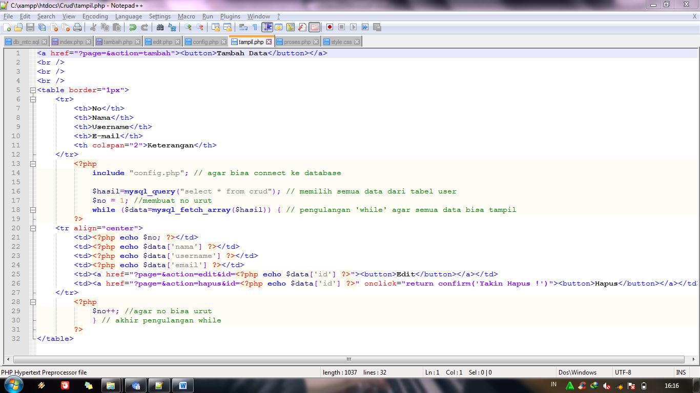 Cara Membuat CRUD Sederhana Part 1 ~ Seputar Informasi