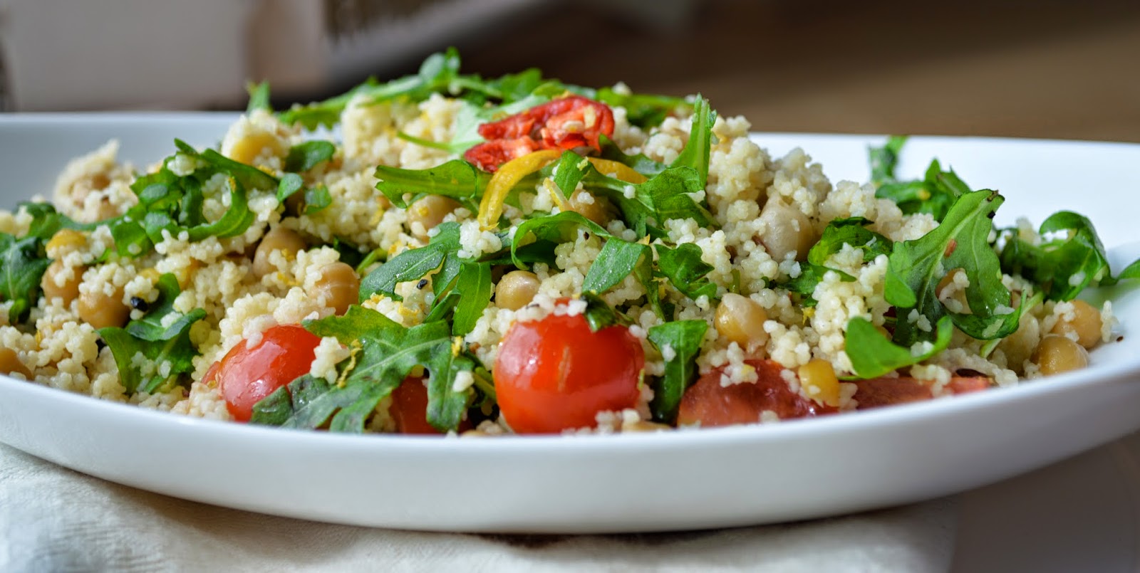 Chick pea, Rocket and cous cous salad with Lemon dressing