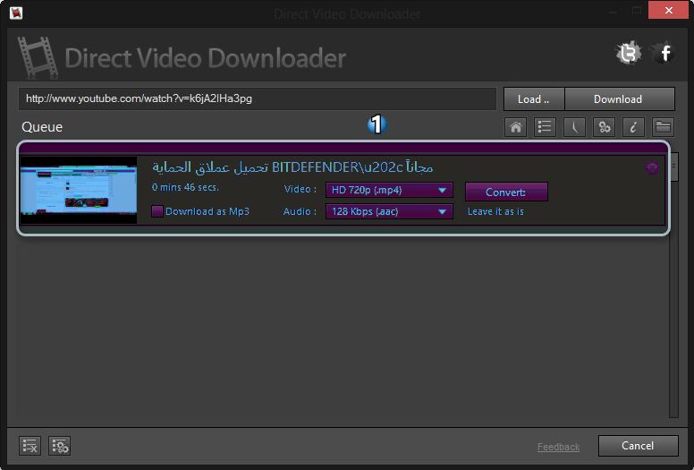 التحميل من الــ YouTube مع برنامج Direct Video Downloader