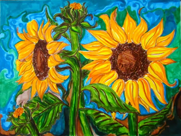 HappyFamilyArt: Lots Of Sunflowers