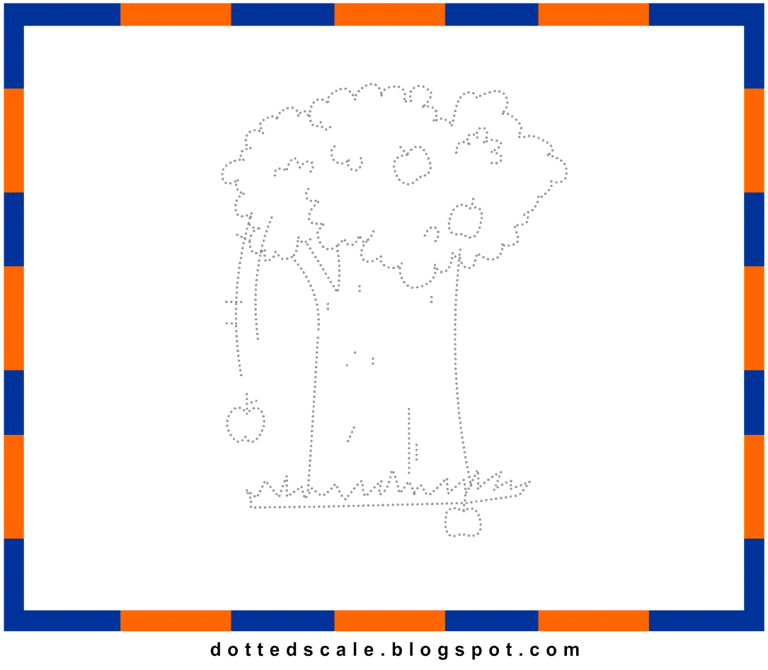 Printable Dotted Drawing Pictures: Apple Tree Dotted
