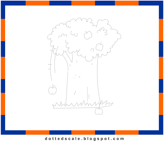 Printable Dotted Drawing Pictures: Apple Tree Dotted