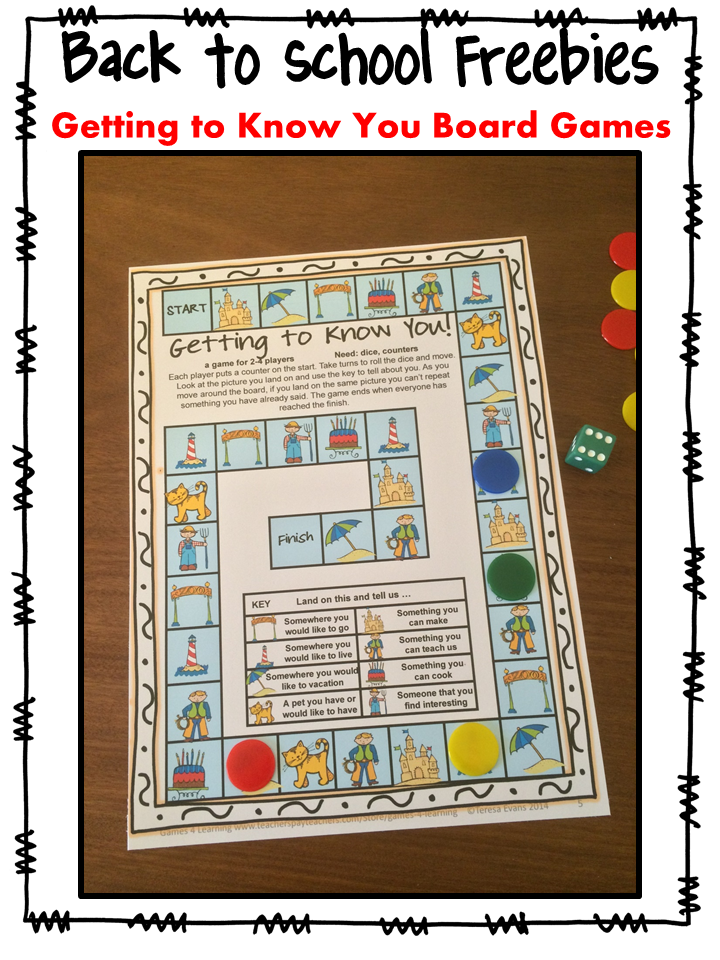 Fun Games 4 Learning Back To School Board Game Freebies