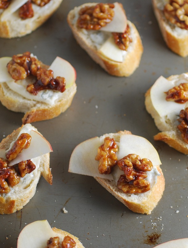 Gorgonzola, Spicy Candied Walnut & Apple Crostini - Always Order Dessert