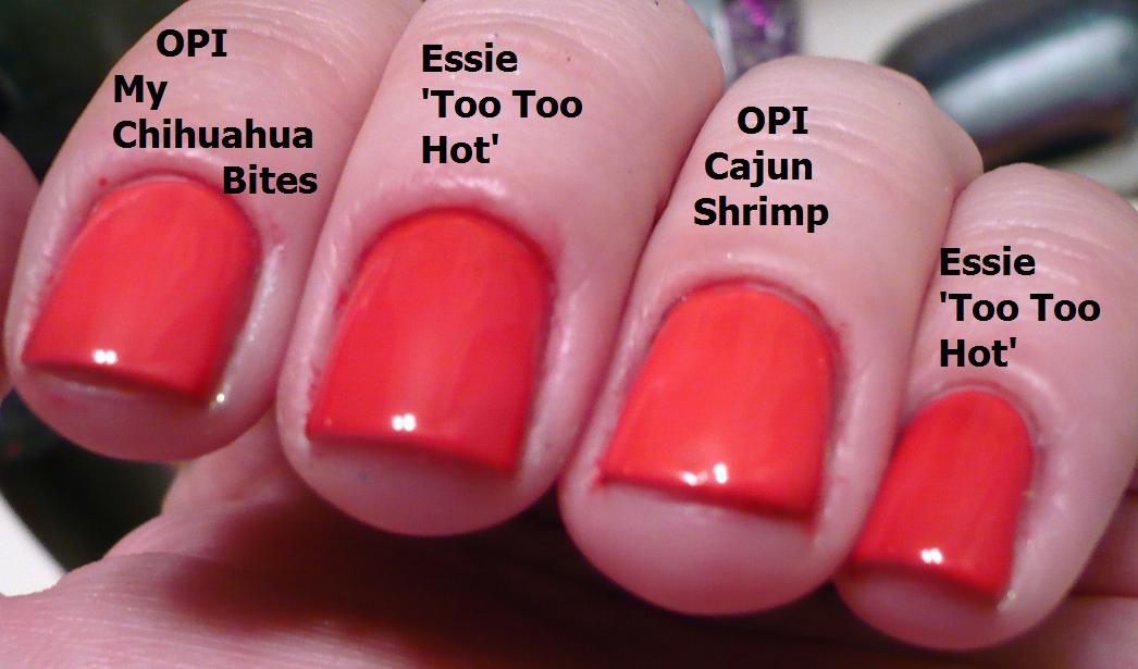 Haul of Fame: Comparison Post: OPI My Chihuahua Bites vs Essie Too Too ...