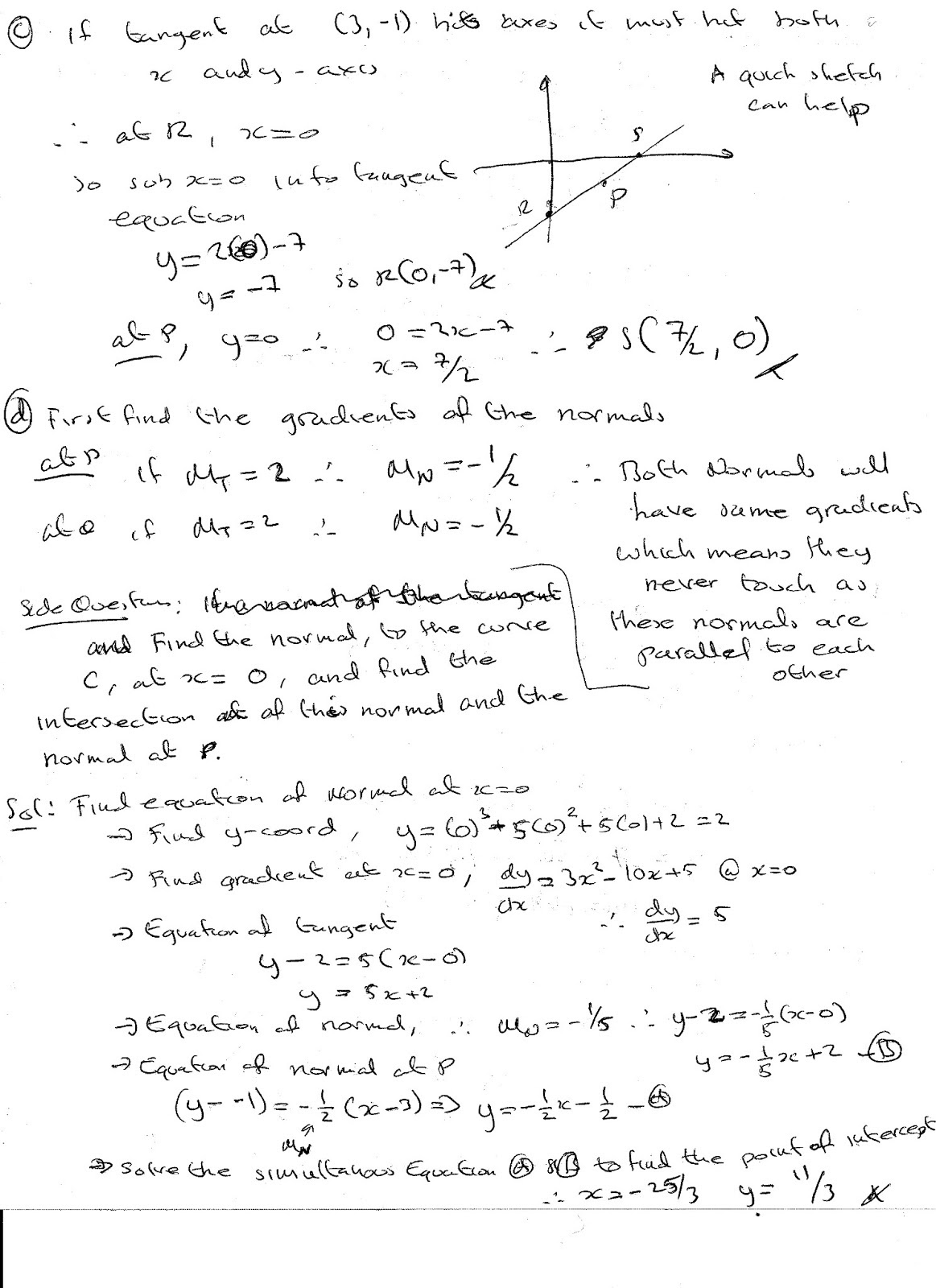 A Level Maths Notes: Differentiation - Tangents and Normals