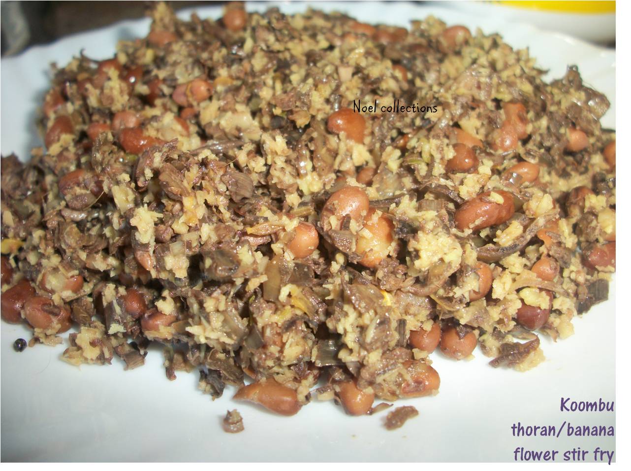 Noel Collections: Vazha koombu thoran/banana flower stir fry