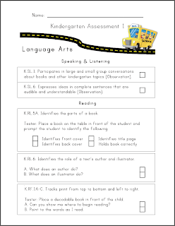 Mrs. Ricca's Kindergarten: Common Core Assessment {Freebie}