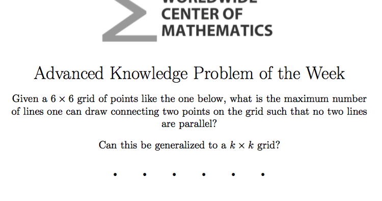 The Center of Math Blog: Advanced Knowledge Problem of the Week
