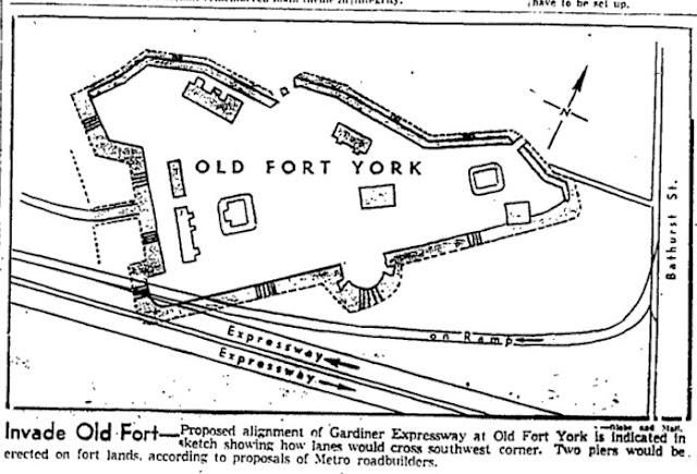Fort York and Garrison Common Maps: 1958 Globe: Invade Old Fort ...