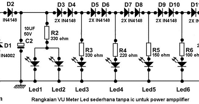 Rangkaian VU Meter Led Sederhana tanpa IC untuk Power Amplifier - Bahar ...