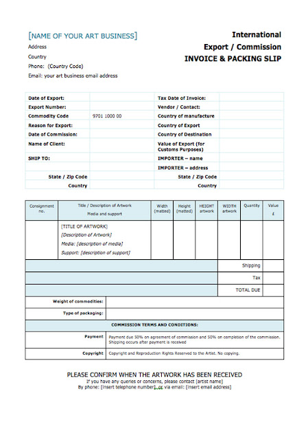 MAKING A MARK: Exporting Art (Part 1): The Invoice