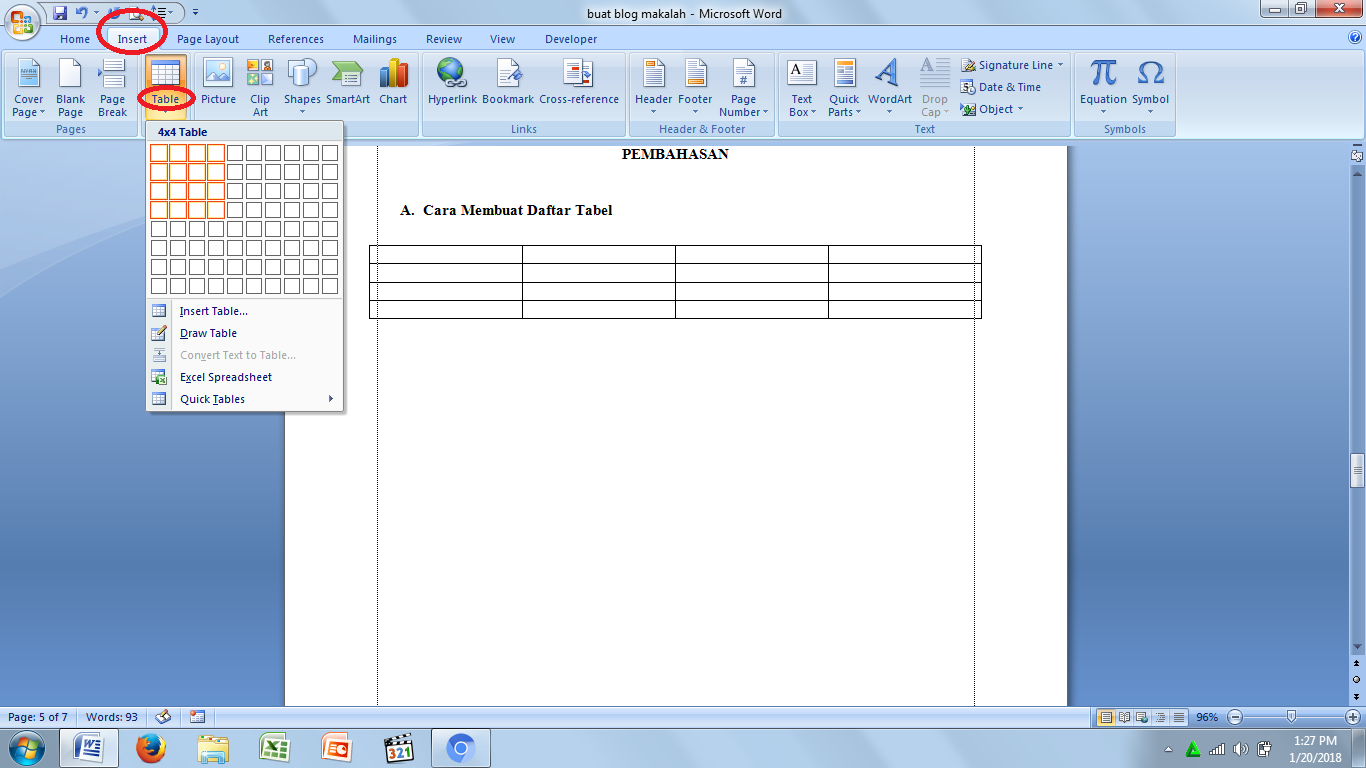 Cara Membuat Daftar Tabel pada Microsoft Word
