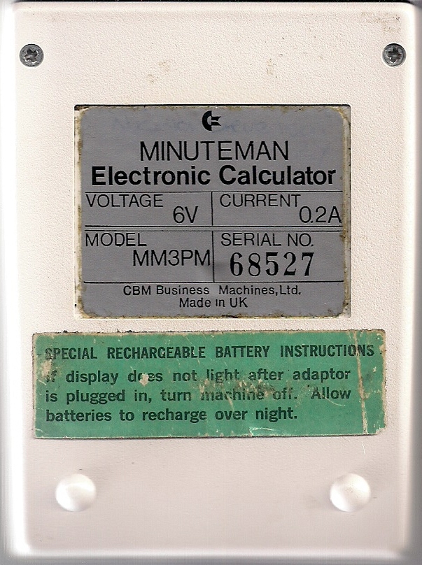3,1416....DAMICALC: Commodore MINUTEMAN MM3PM