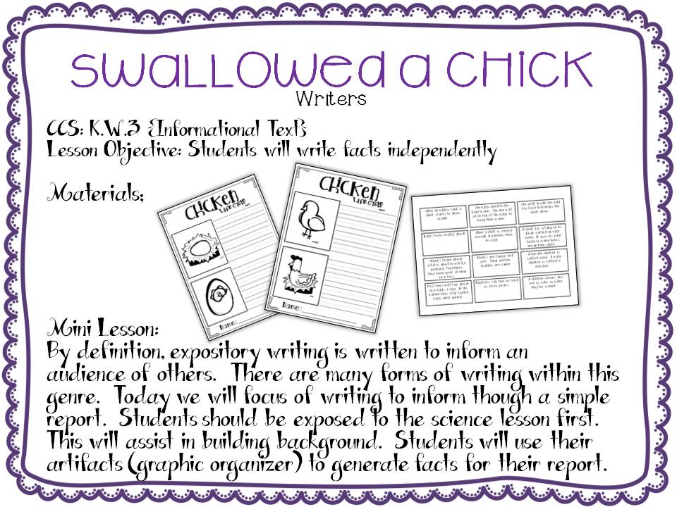 Primary Graffiti: There Was An Old Lady Who Swallowed a Chick {Sub Tub}