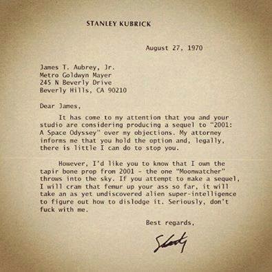 By Ken Levine: Letter from Stanley Kubrick