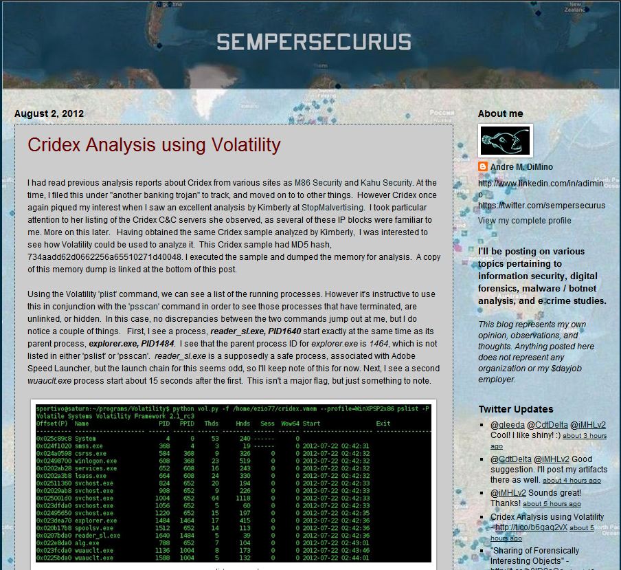 contagio: Cridex Analysis using Volatility - by Andre' DiMino - samples ...