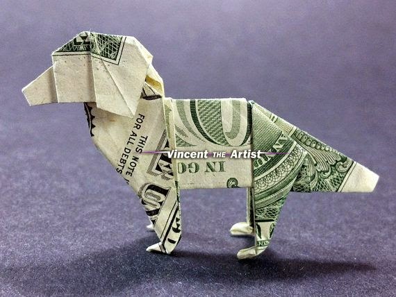 money origami dog ~ origami instructions art and craft ideas