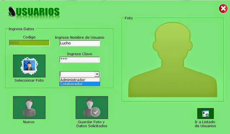 Programación (VB, C# , SQL, HTML, PHP, Java y Más): Pantalla de usuario
