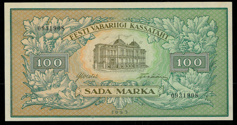 Banknotes of Estonia 100 Marka note 1923|World Banknotes & Coins ...