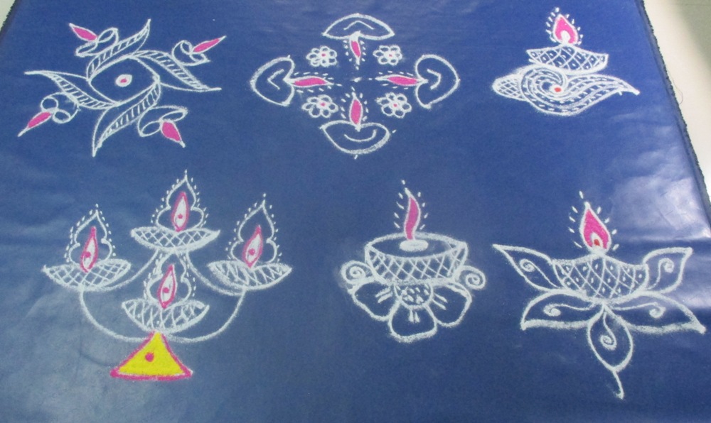 Karthigai Deepam Vilakku kolam | How to draw Karthigai deepam special ...