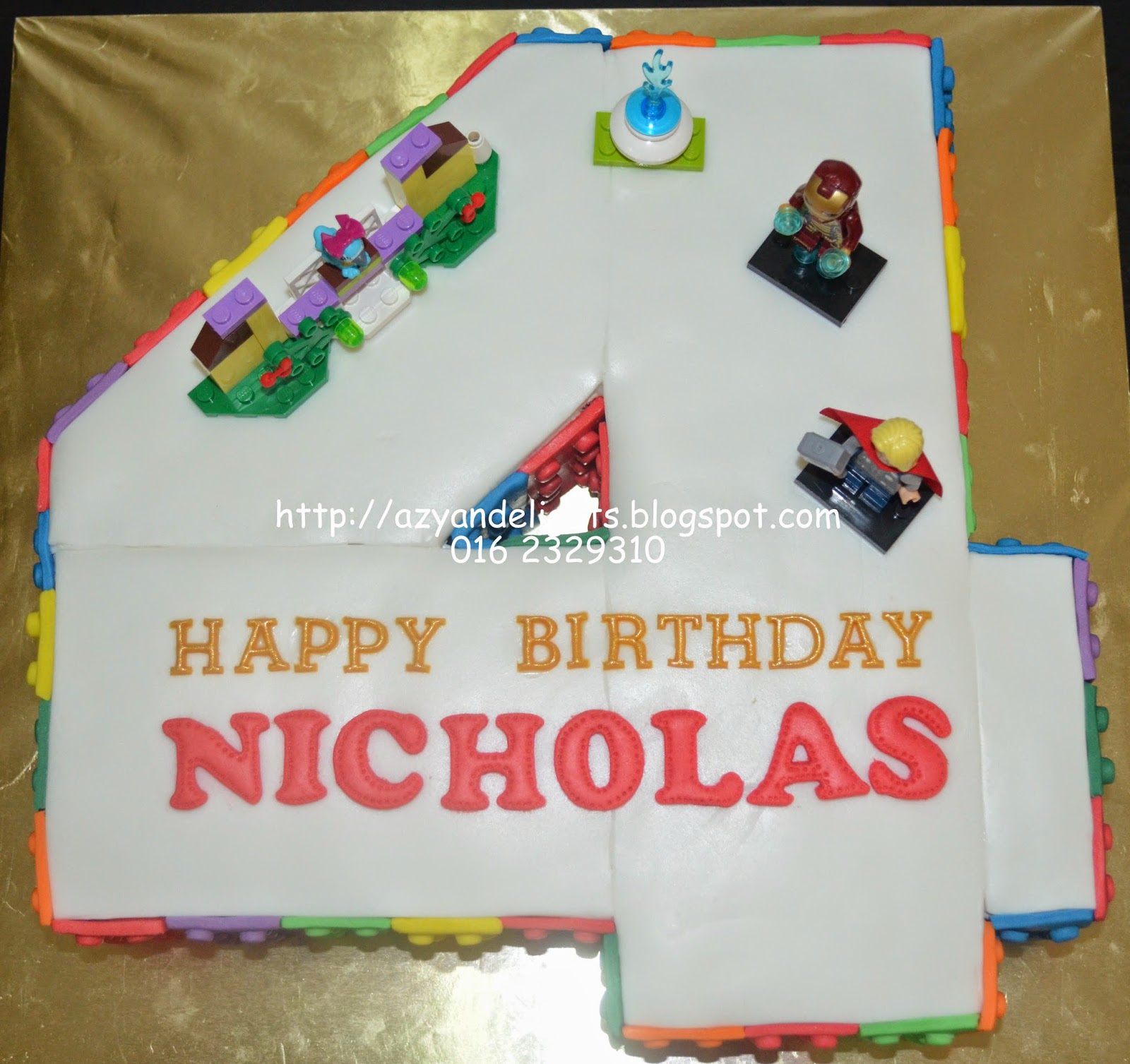 Azyandelights: Number 4 Lego Cake
