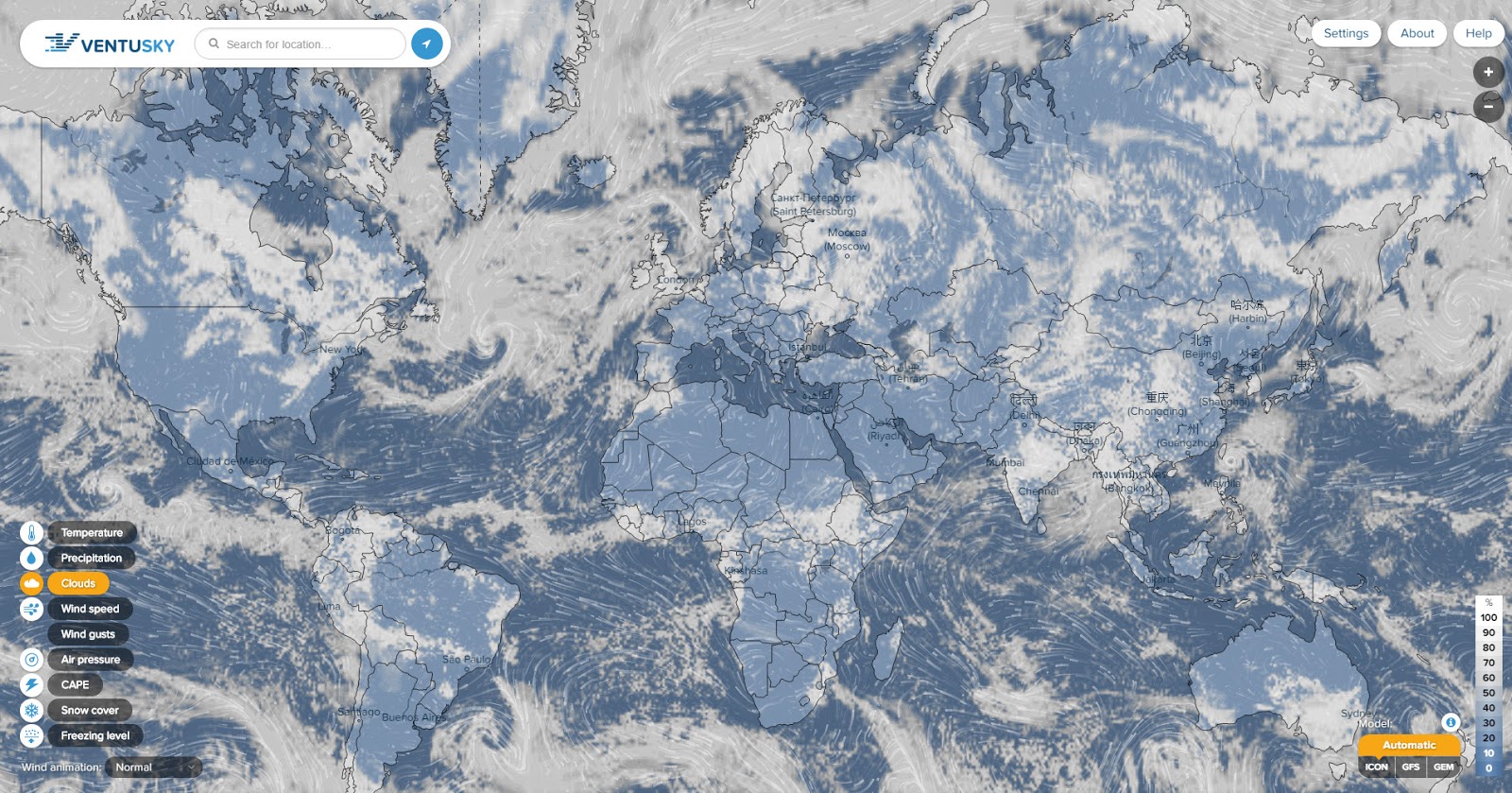 Wind, Rain and Temperature Animated Maps