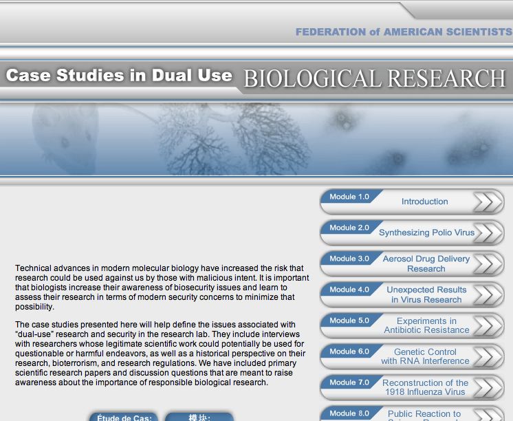BIOSEGURIDAD Y BIOCUSTODIA: Case studies un Dual Use Biological Research